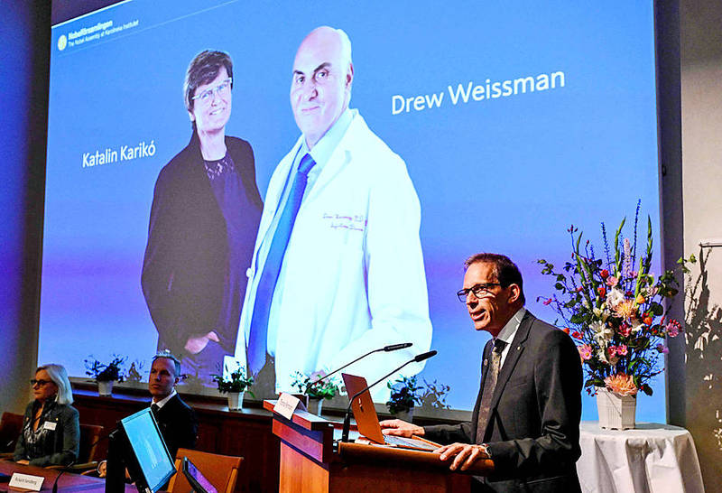 《TAIPEI TIMES》 Nobel prize goes to mRNA COVID-19 vaccine researchers ...