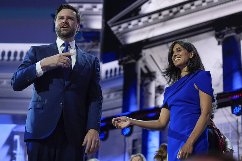 范斯的印度裔愛妻烏沙學經歷驚人 娘家人幾乎全是學霸 - 國際 - 自由時報電子報