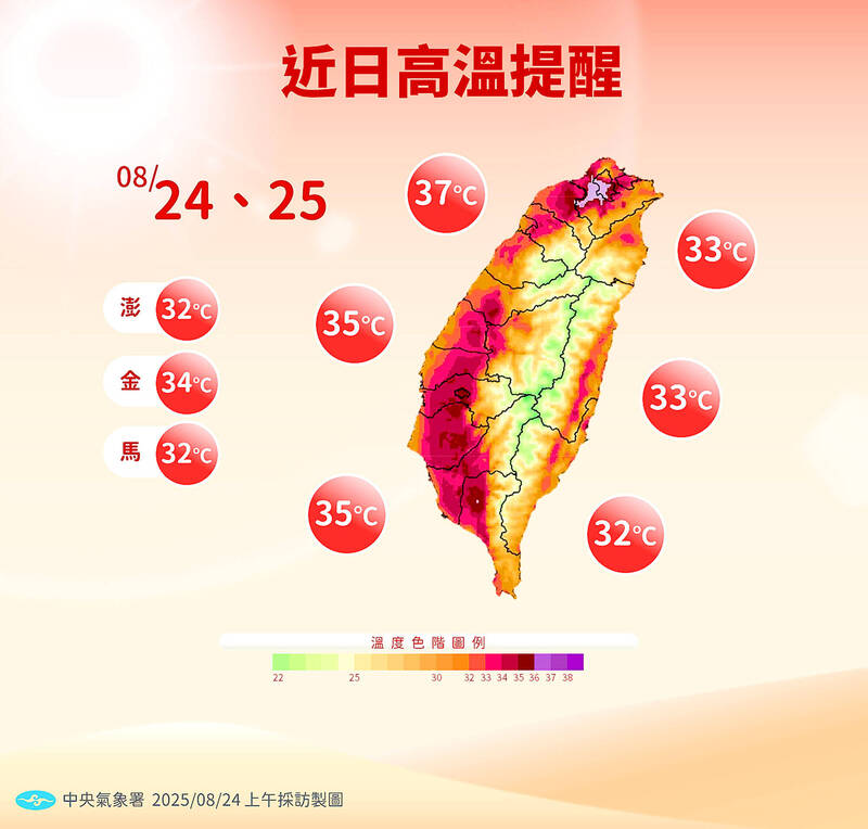 《TAIPEI TIMES》 Temperature hit 39.1°C yesterday - 焦點 - 自由時報電子報
