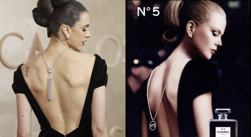 2025奧斯卡》瑪格麗特庫利裸背掛項鍊！完美復刻20年前妮可基嫚N°5廣告 - 自由電子報iStyle時尚美妝頻道